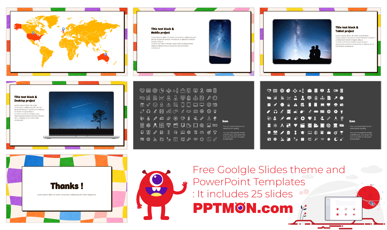 Rainbow Checkerboard Free Google Slides PowerPoint Templates