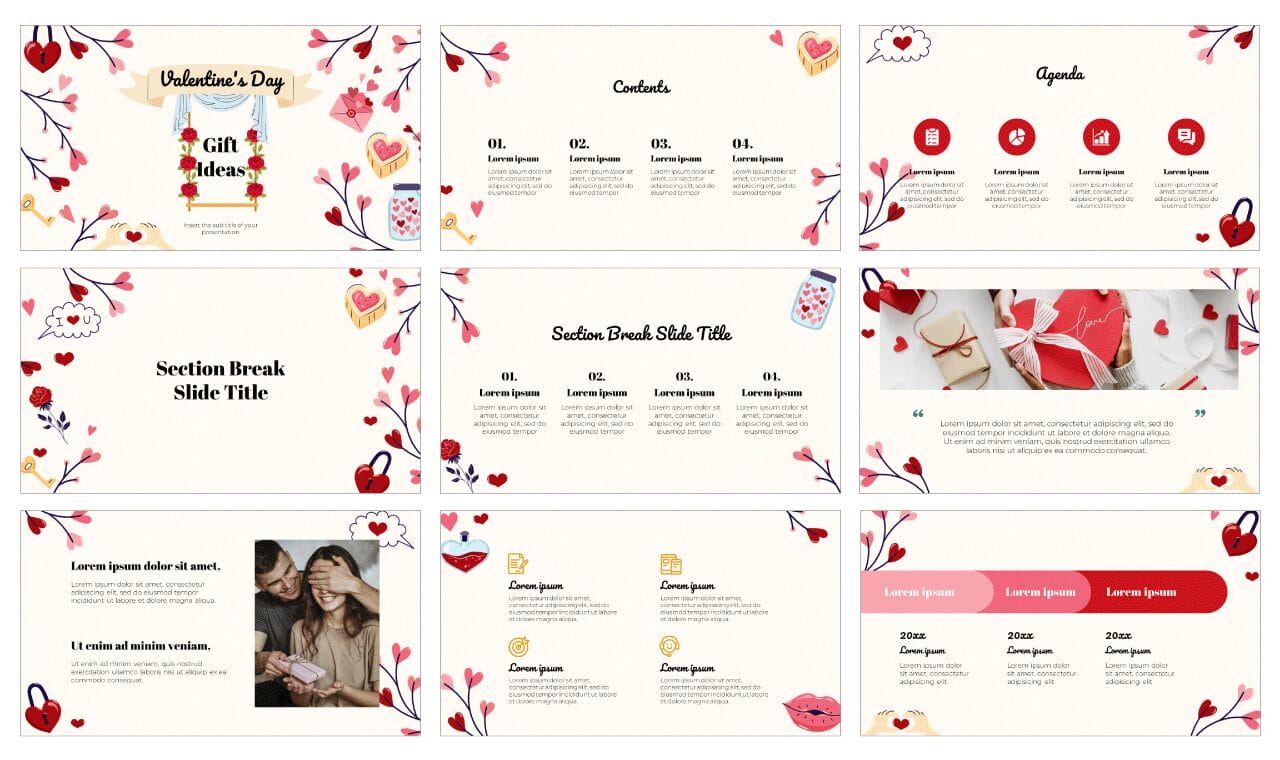 Valentine's Day Gift Ideas Free Google Slides PowerPoint Template