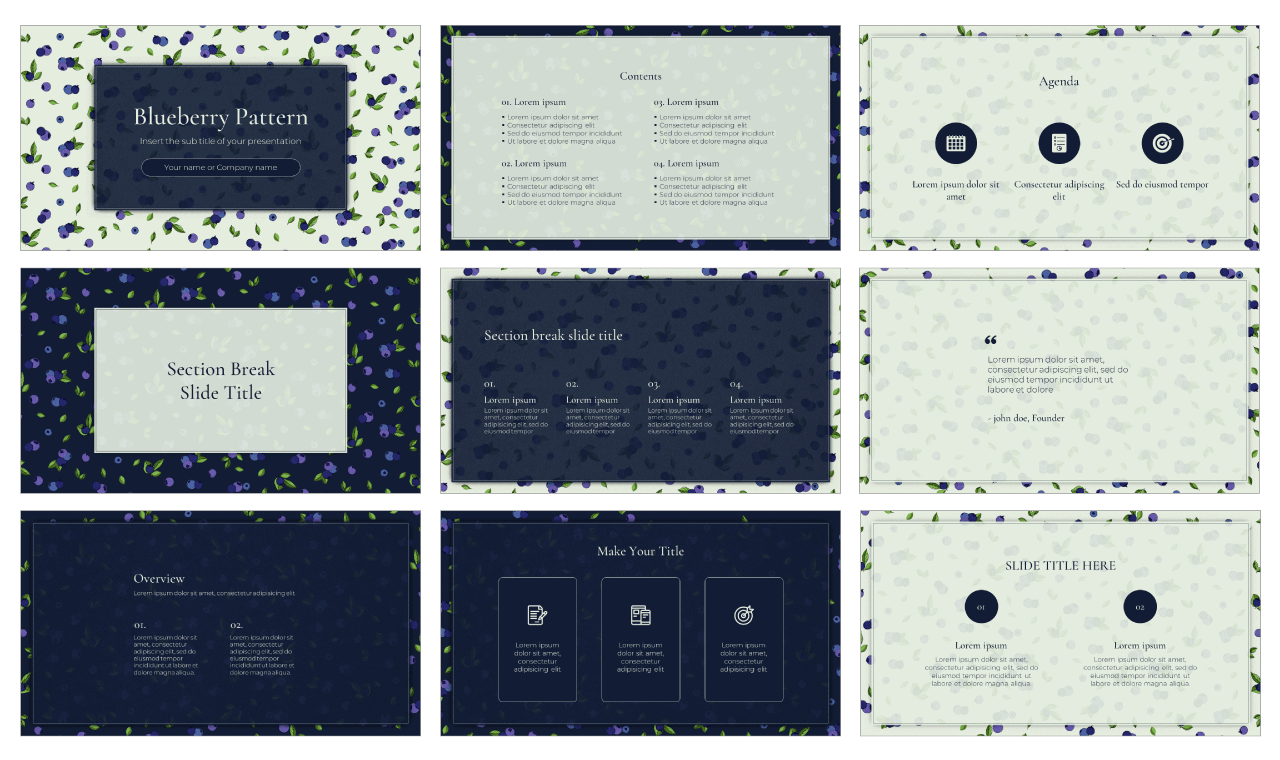 Blueberry Pattern Google Slides Themes PowerPoint Templates