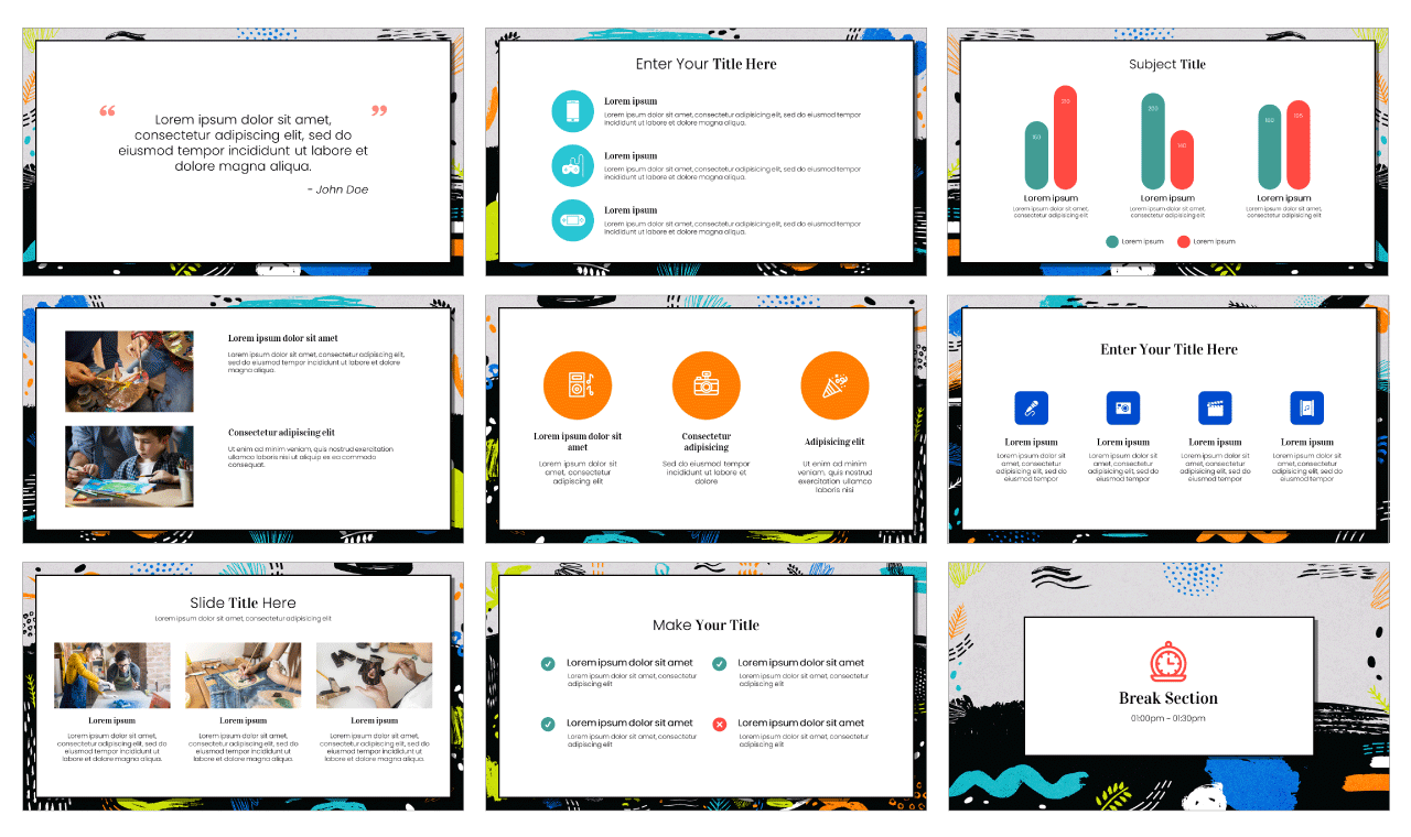 Colorful Paint Blots Google Slides Themes PowerPoint Templates