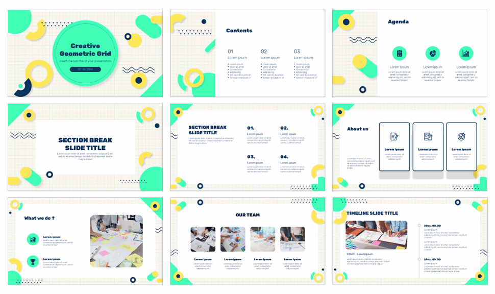 Creative Geometric Grid Google Slides and PowerPoint Templates