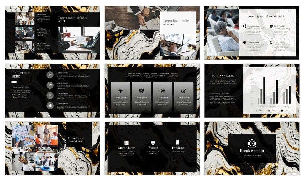 Gold Vein Marble Google Slides Themes PowerPoint Templates