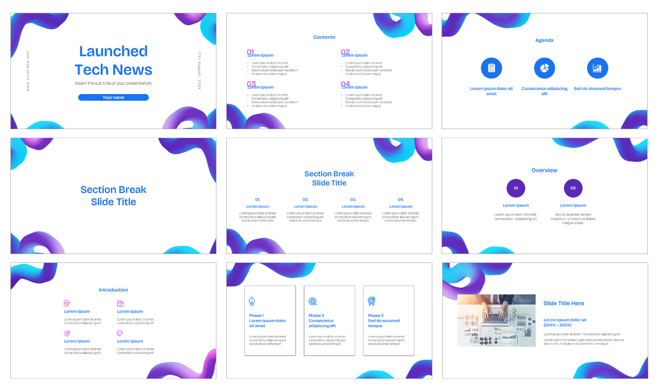 Launched Tech News Google Slides Theme PowerPoint Template