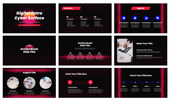 Digital Retro Cyber Surface Google Slides PowerPoint Templates