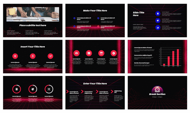 Digital Retro Cyber Surface Google Slides PowerPoint Templates