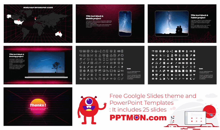 Digital Retro Cyber Surface Google Slides PowerPoint Templates
