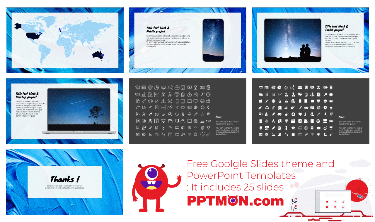 Blue Acrylic Paint Free Google Slides Theme PowerPoint Template