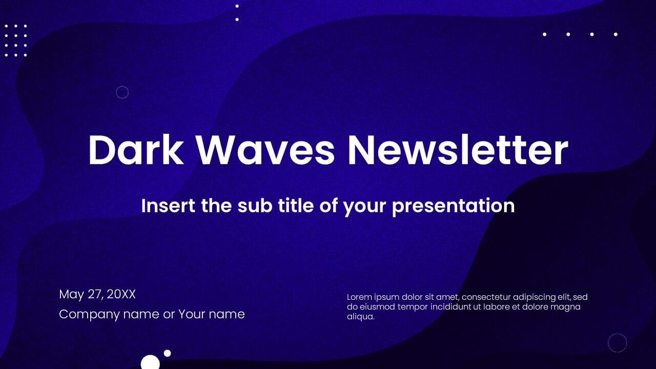 Dark Waves Newsletter Google Slides Theme PowerPoint Template