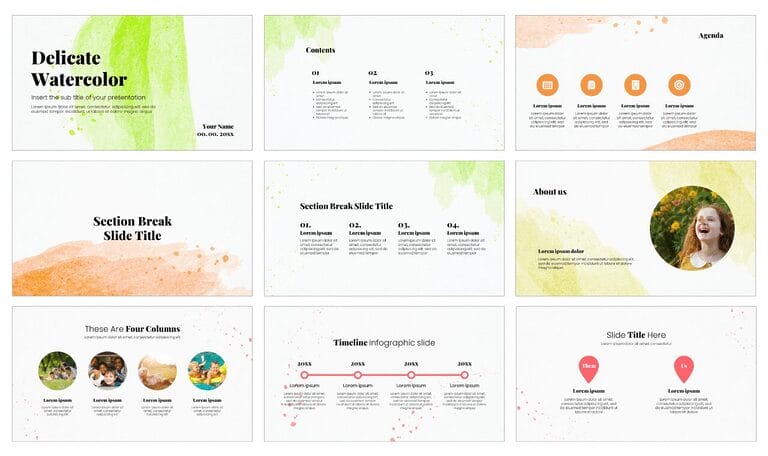 Delicate Watercolor Google Slides Themes PowerPoint Templates