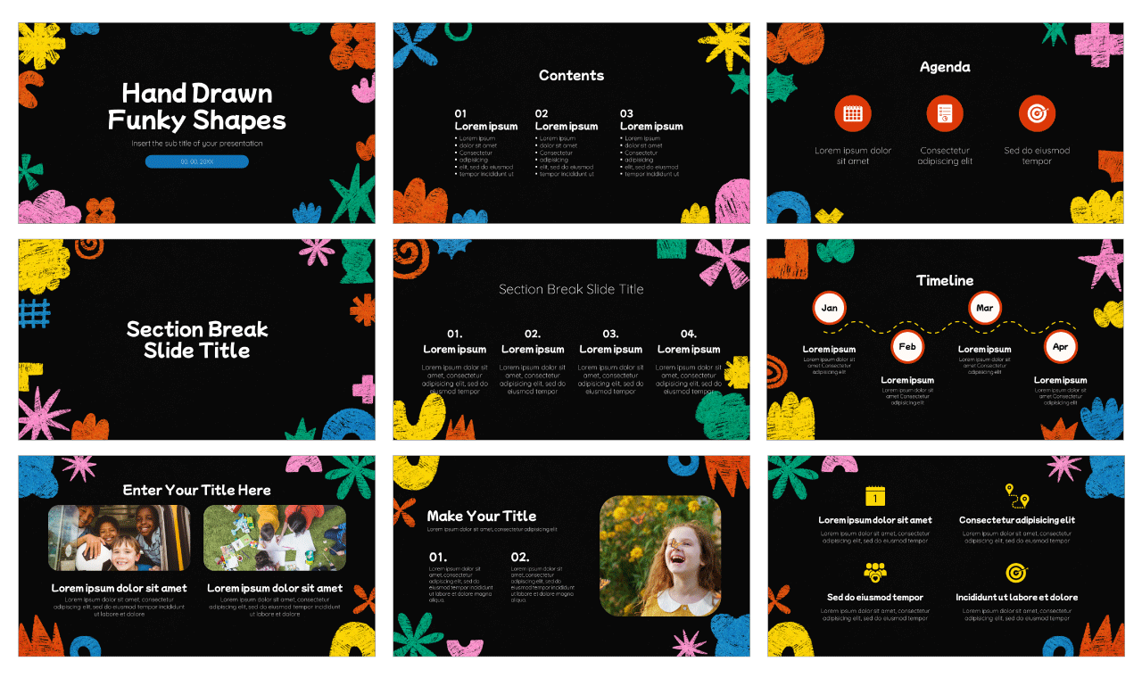Hand Drawn Funky Shapes Google Slides PowerPoint Templates