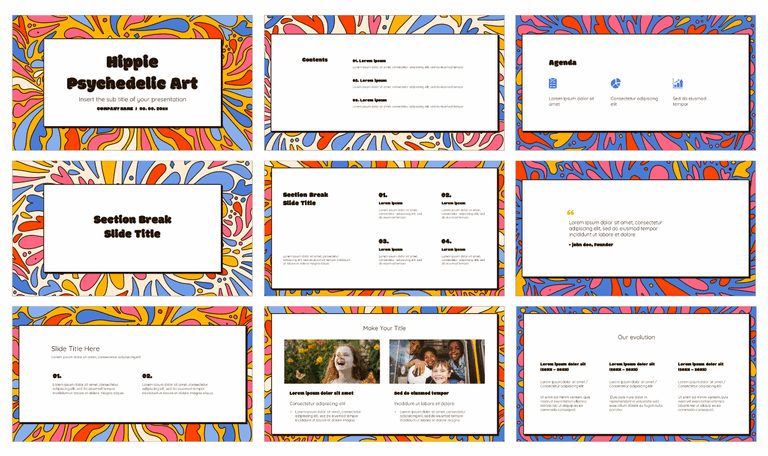 Hippie Psychedelic Art Google Slides Theme PowerPoint Template