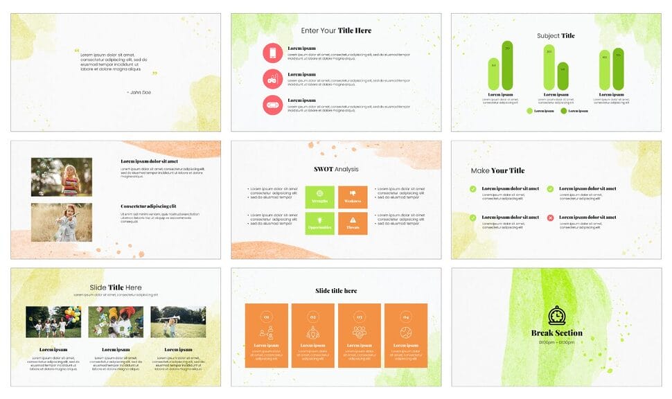 Delicate Watercolor Google Slides Themes PowerPoint Templates