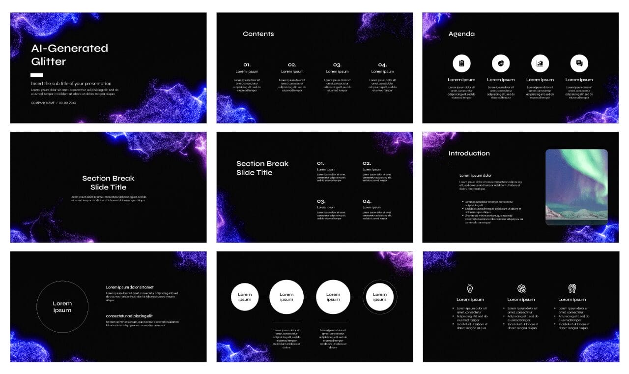 AI-Generated Glitter Google Slides Themes PowerPoint Templates