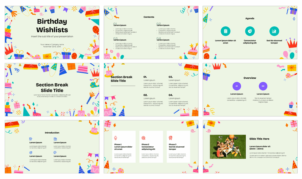 Birthday Wishlists Presentation Template - Google Slides and PPT