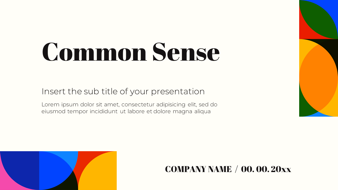Common Sense Presentation Template - Google Slides PowerPoint