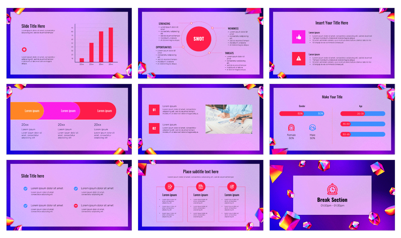Magic Crystals Presentation Template - Google Slides PowerPoint