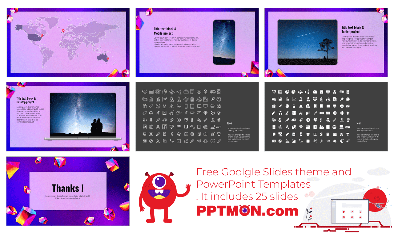 Magic Crystals Presentation Template - Google Slides PowerPoint