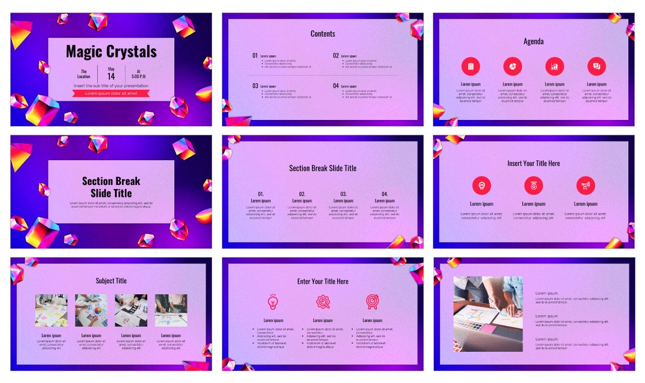 Magic Crystals Presentation Template - Google Slides PowerPoint