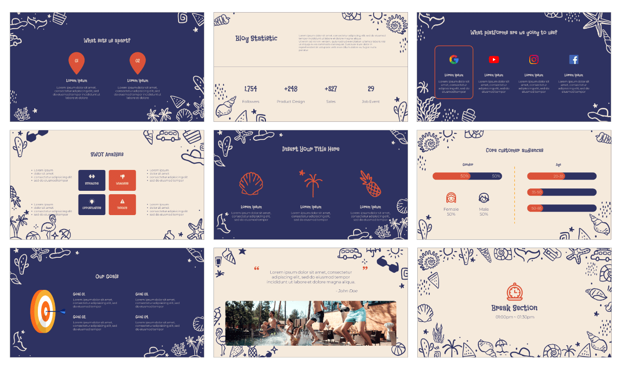 Summer Doodle Presentation Template - Google Slides PowerPoint