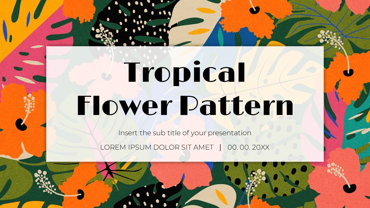 Tropical Flower Pattern Google Slides Theme PowerPoint Template